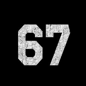 67 PNG, Retro Distressed Number PNG for 67th Birthday, Born in 1967 ...