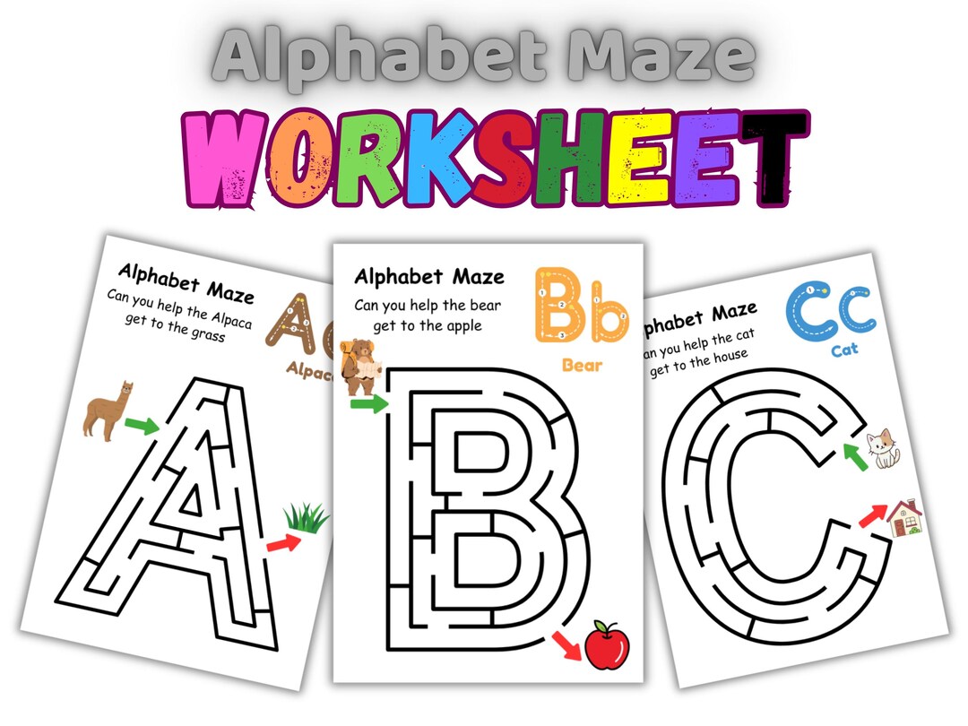 Printable Alphabet Maze Adventure | Tracing Letters | Upper and ...