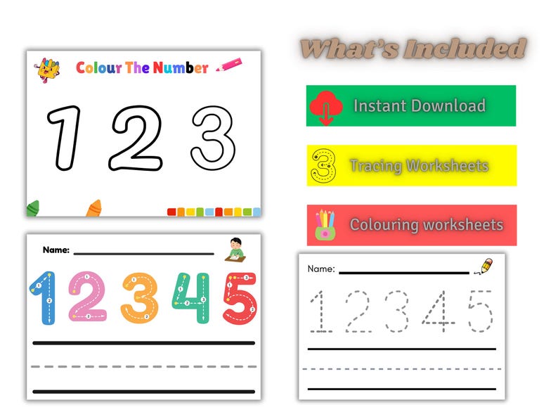 Printable Tracing | Coloring Numbers Worksheets for Preschool ...