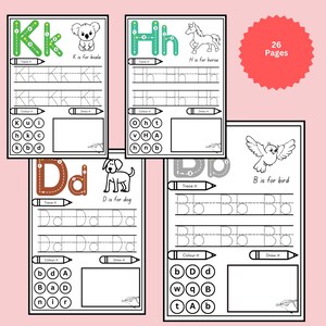 Alphabet Tracing, Coloring, & Writing Practice Worksheets With Words ...