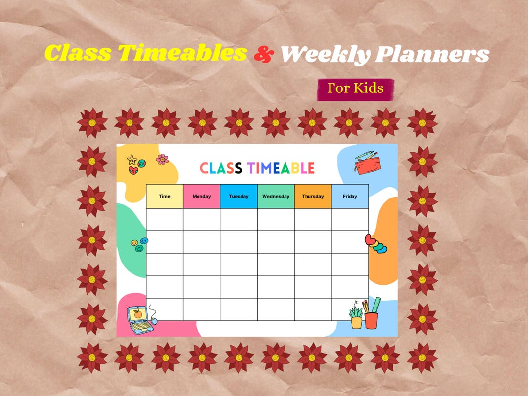 Kids Class Timetables | Class Schedules | Weekly Planners | Daily ...