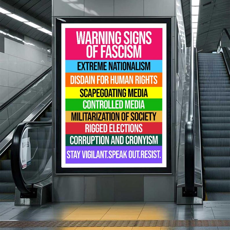 Warning Signs of Fascism Protest Sign Printable, Political Poster (7 ...