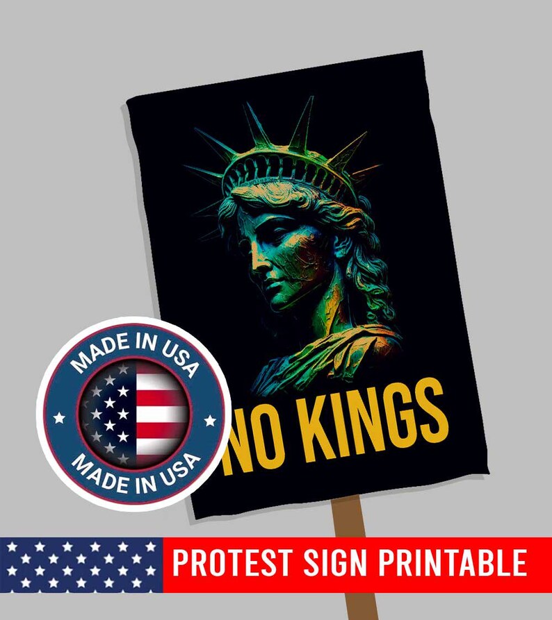 Resist Protest Sign: No Kings Liberty Political Poster (digital ...