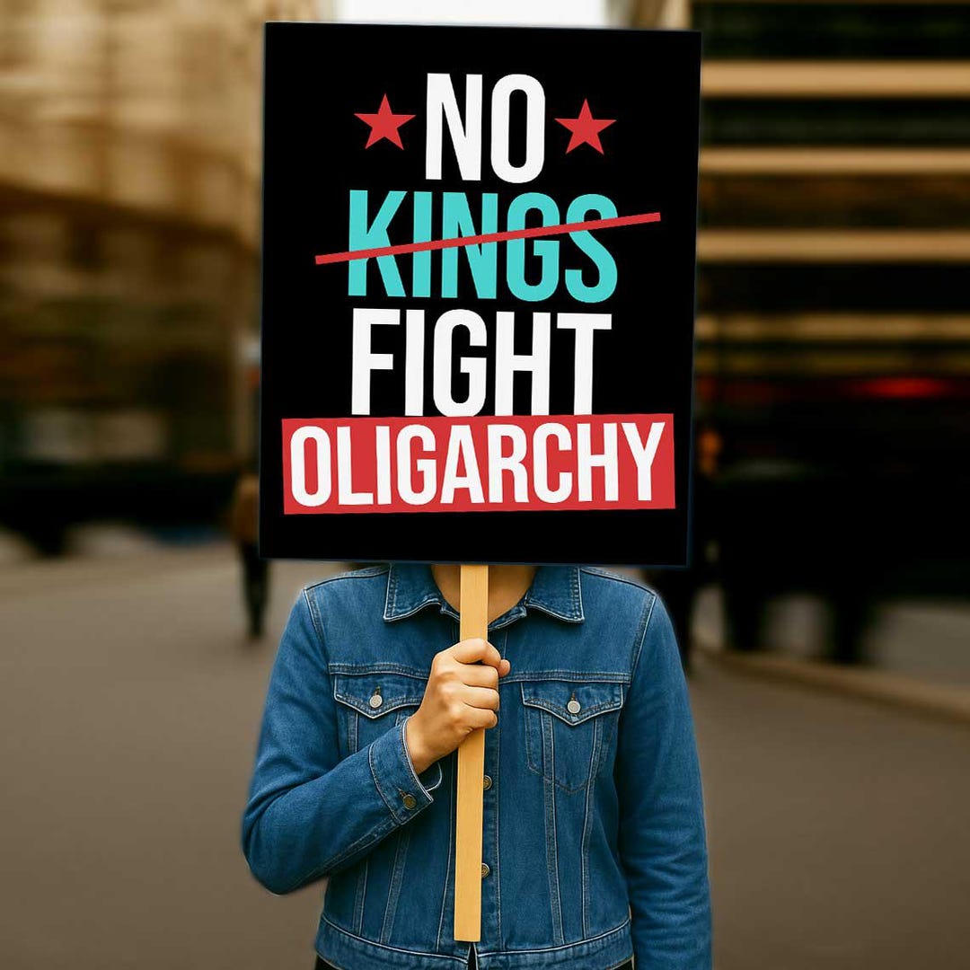 No Kings Fight Oligarchy Protest Sign: Resist Trump Political Poster ...