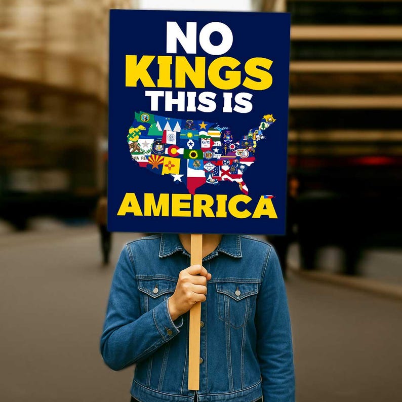 No Kings in America Protest Sign: Political Poster (digital Download ...
