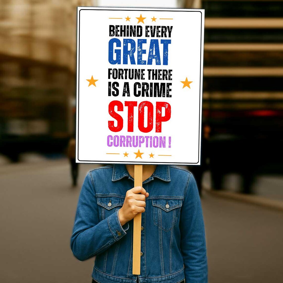 Political Protest Sign Printable, Stop Corruption Poster (digital ...