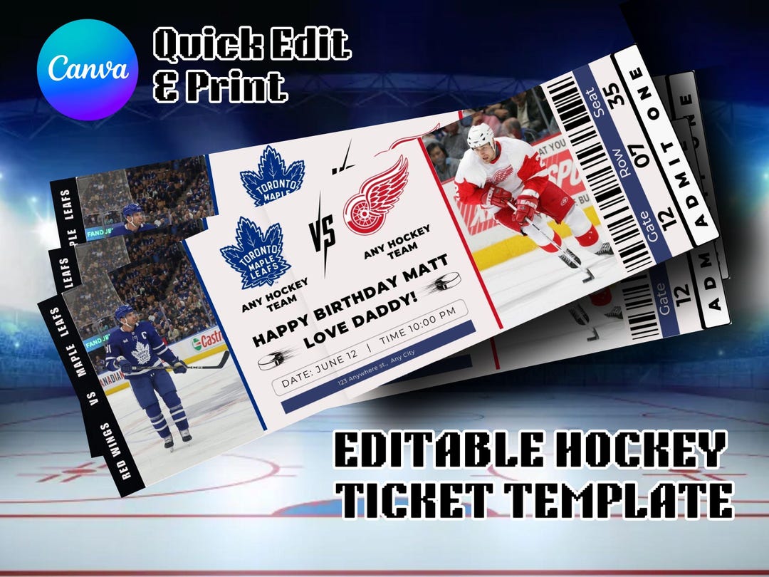 Editable Hockey Ticket Template, Easy Edit and Print - Etsy