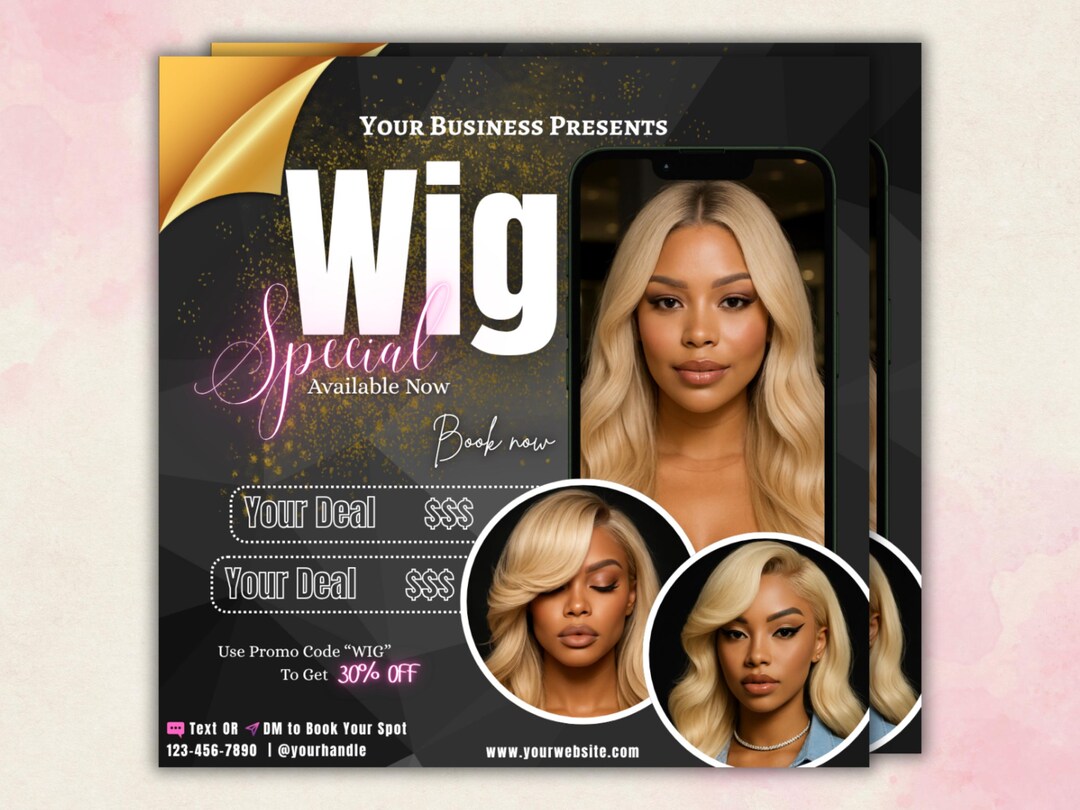 Wig Install Flyer Template: Salon Booking, DIY Canva Design (digital ...