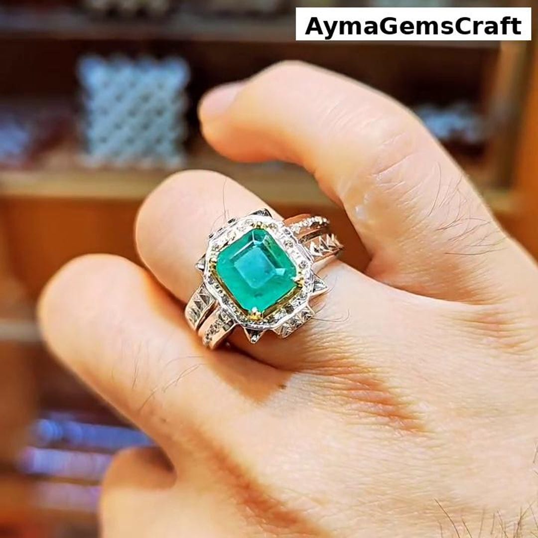 Original Panjshir Emerald Zamurd Stone Sterling Silver Ring Emerald ...