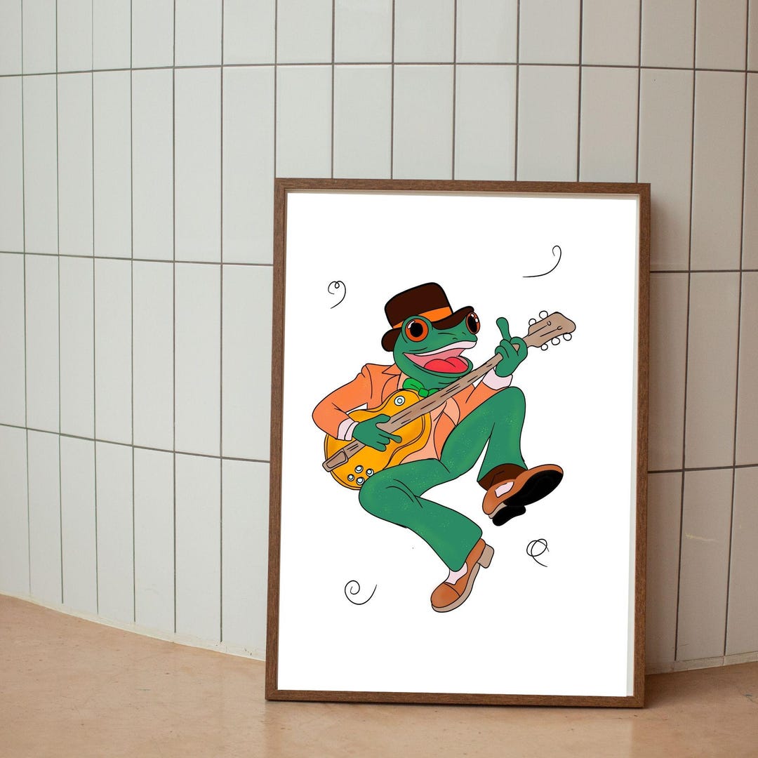 Dancing Frog Wall Art | Retro Frog Printable | Playful Amphibian Decor ...