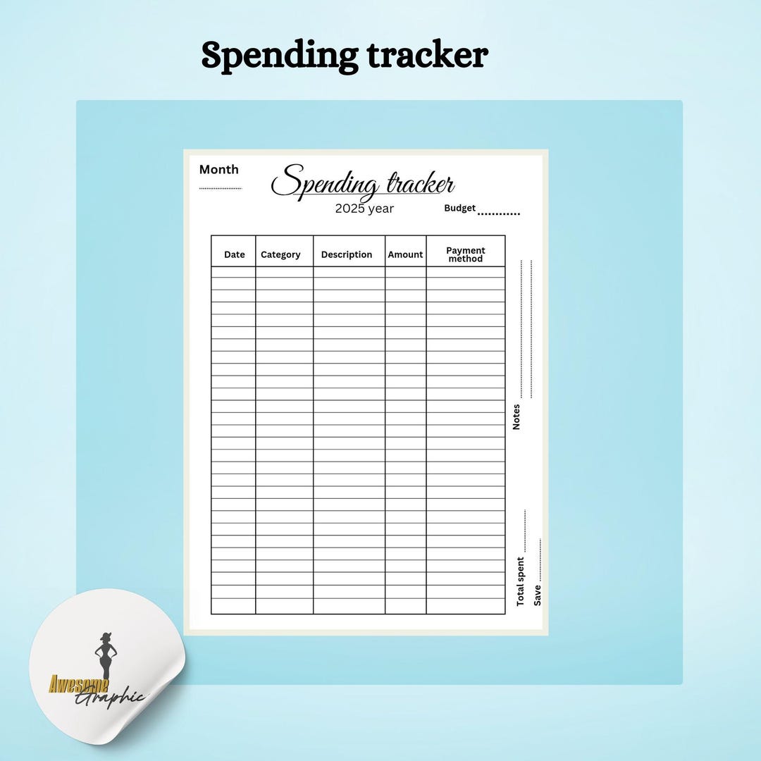 Spending Tracker - PRINTABLE Journal Page - Planner Page - Spending Log ...