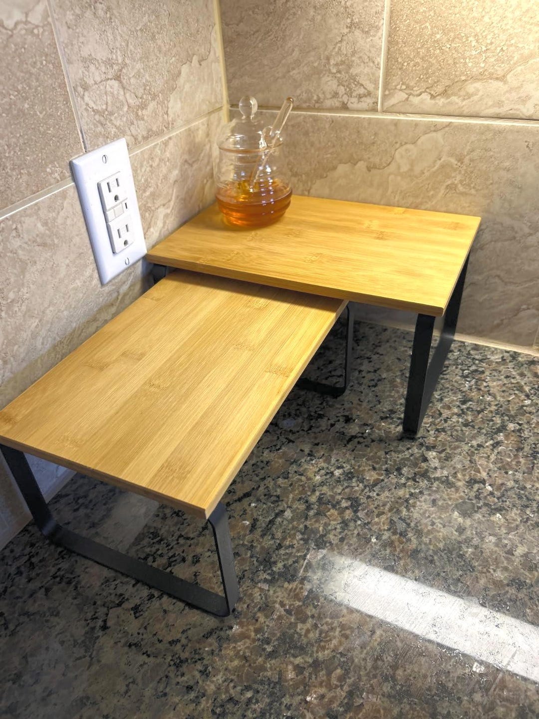 Kitchen Cabinet Organizer Shelf Set of 2 Stackable Expandable Spice ...