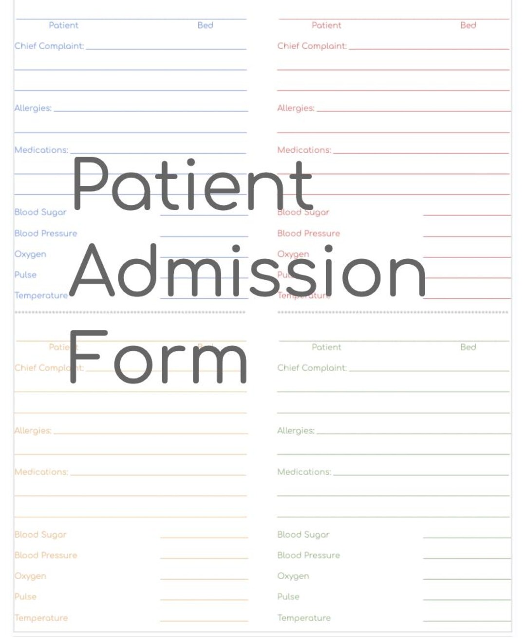 Patient Admission Form: Nursing Handoff Report - Etsy