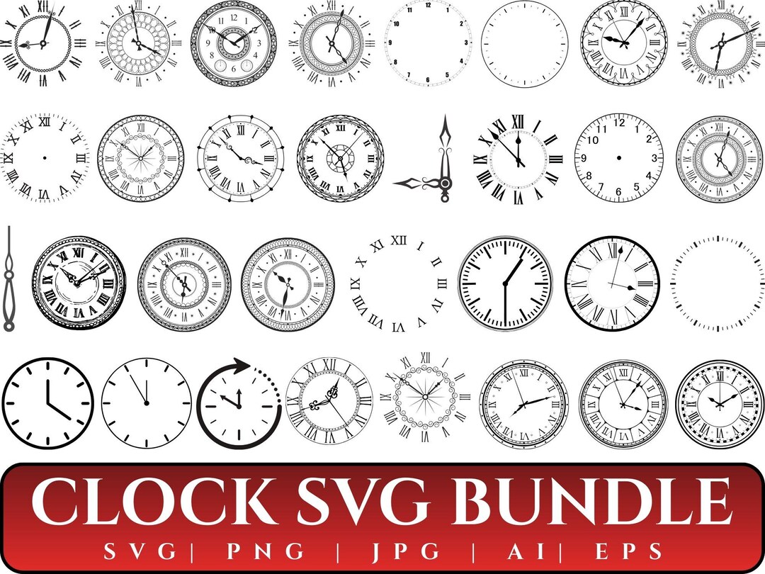 Clock Face Svg Bundle, Clock Numbers, Laser Cut File, Clock Face Cricut ...