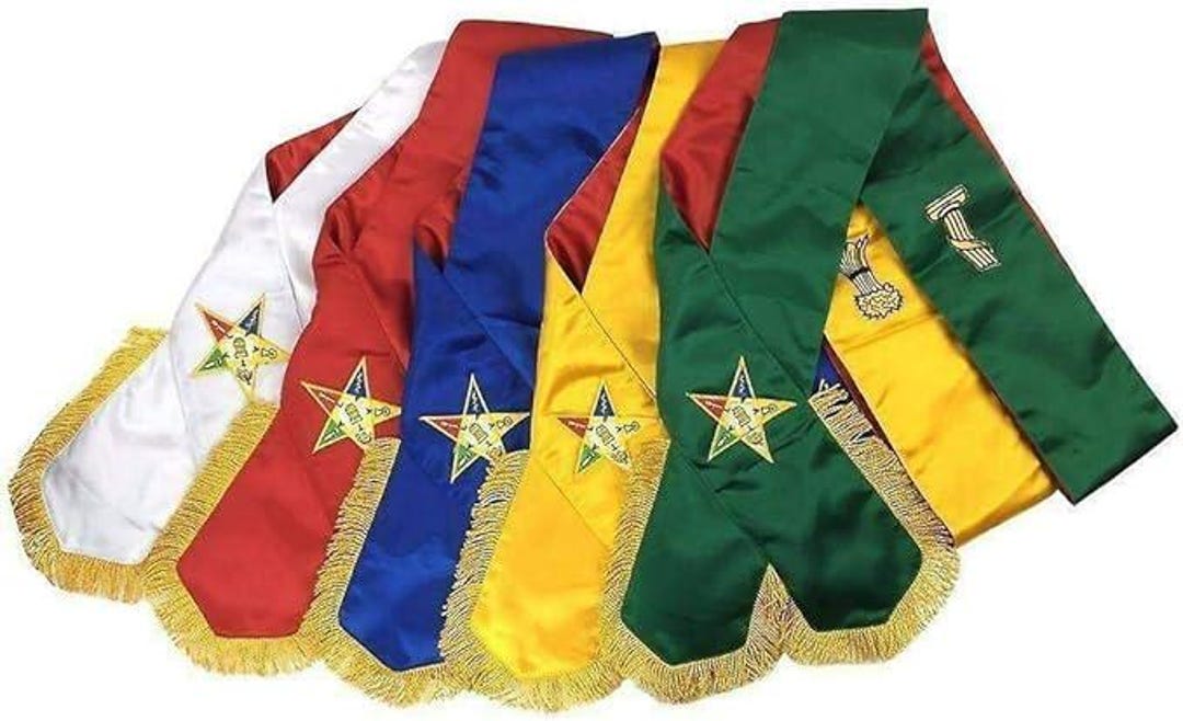 Masonic Order of Eastern Star OES Complete Sash Set Set of 5 Sashes ...