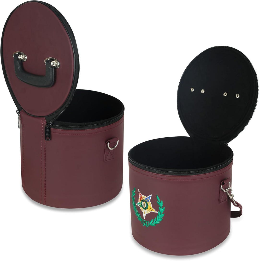 Masonic Shriners of Amaranth Fez Cap Case in Maroon Leather Storage Box ...
