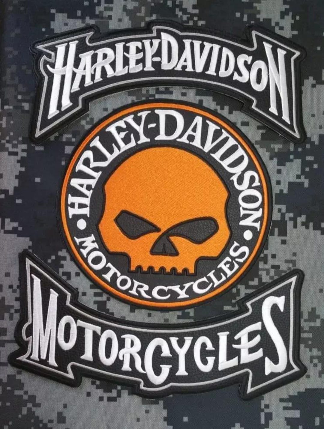 Harley Davidson Skull Style Patches for Jacket + Rockers 3 Pcs to Iron ...