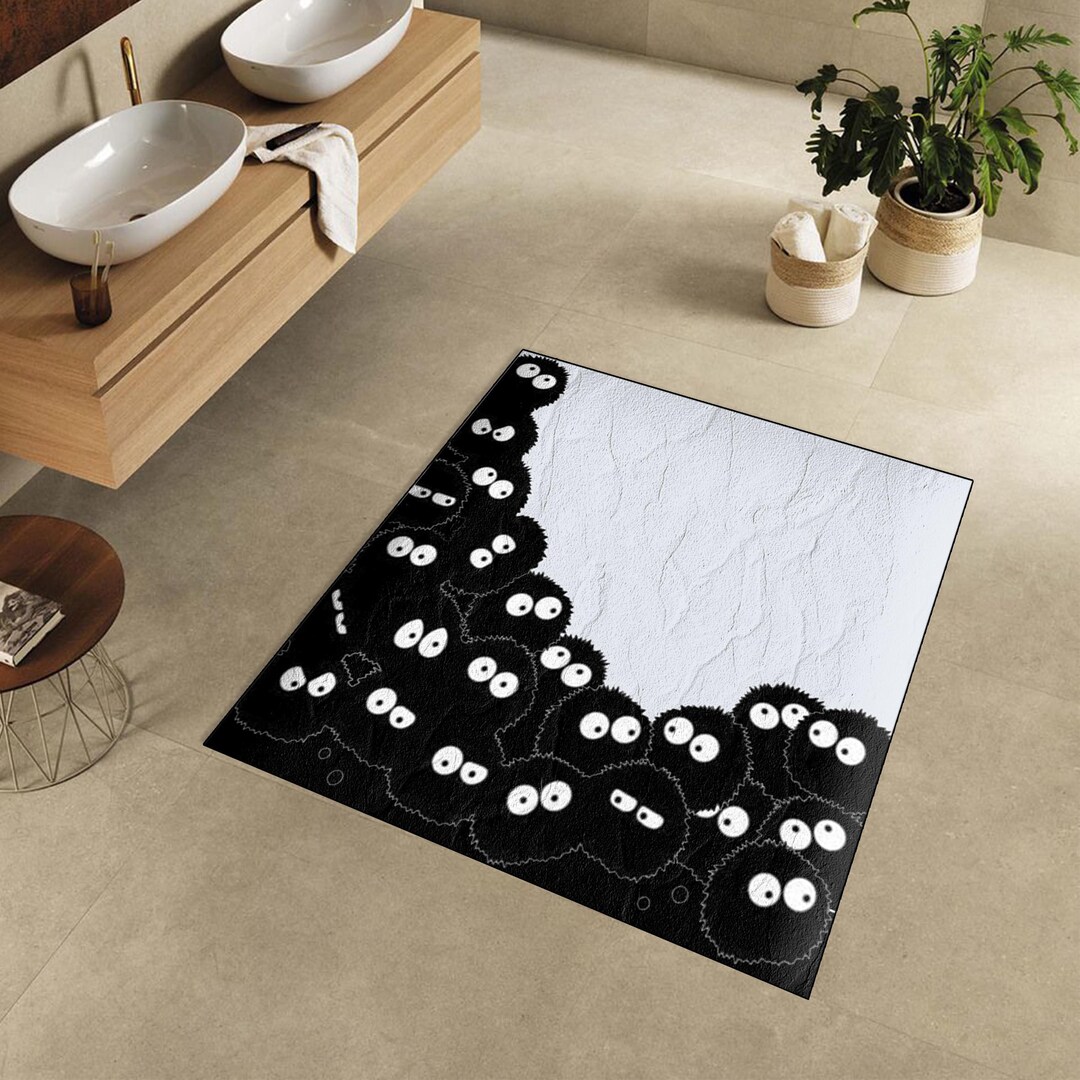 Soot Sprite Rug: Ghibli Inspired Polyester Cartoon Carpet - Etsy