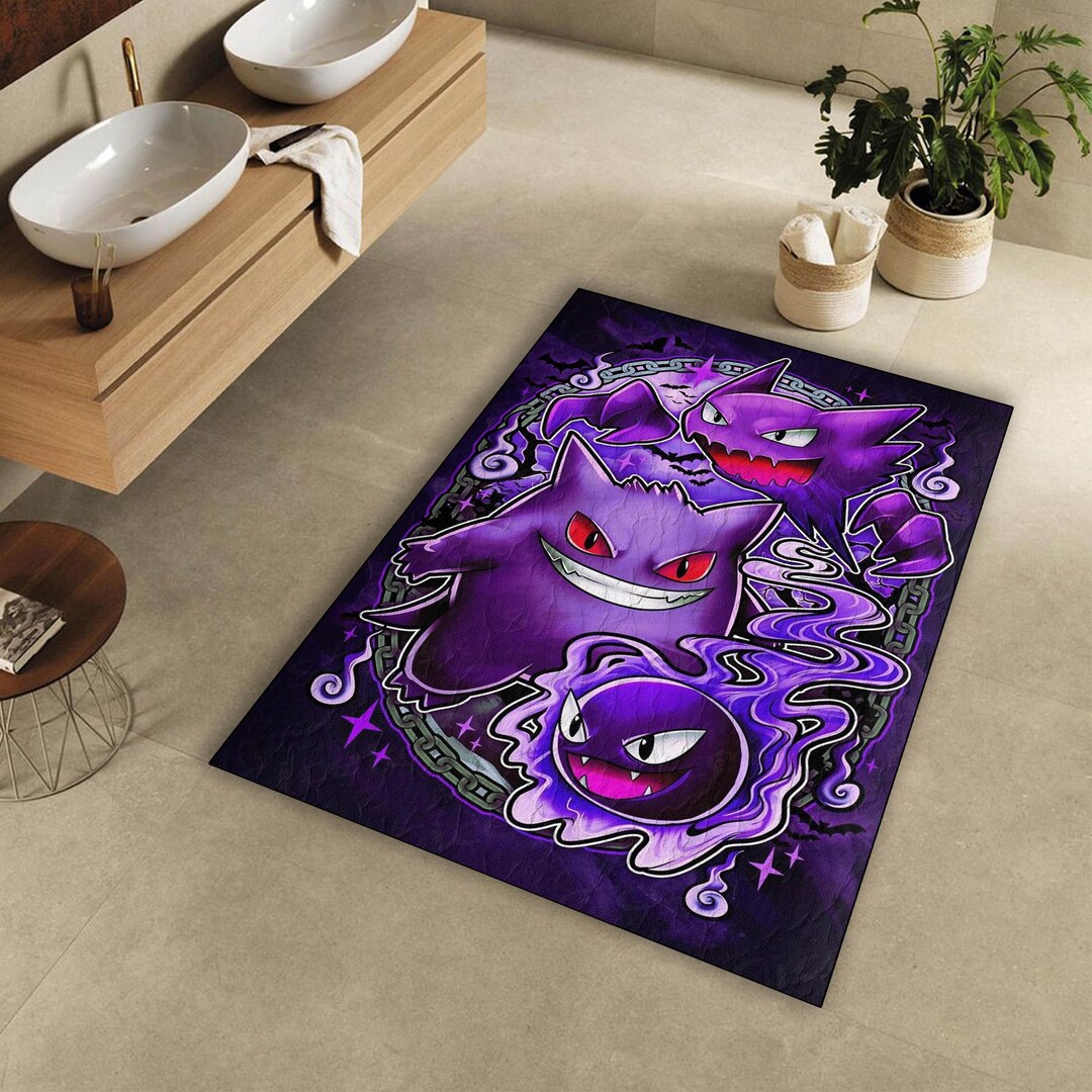 Gengar Rug: Purple Ghost Trio, Anime Fan Art Polyester Mat - Etsy