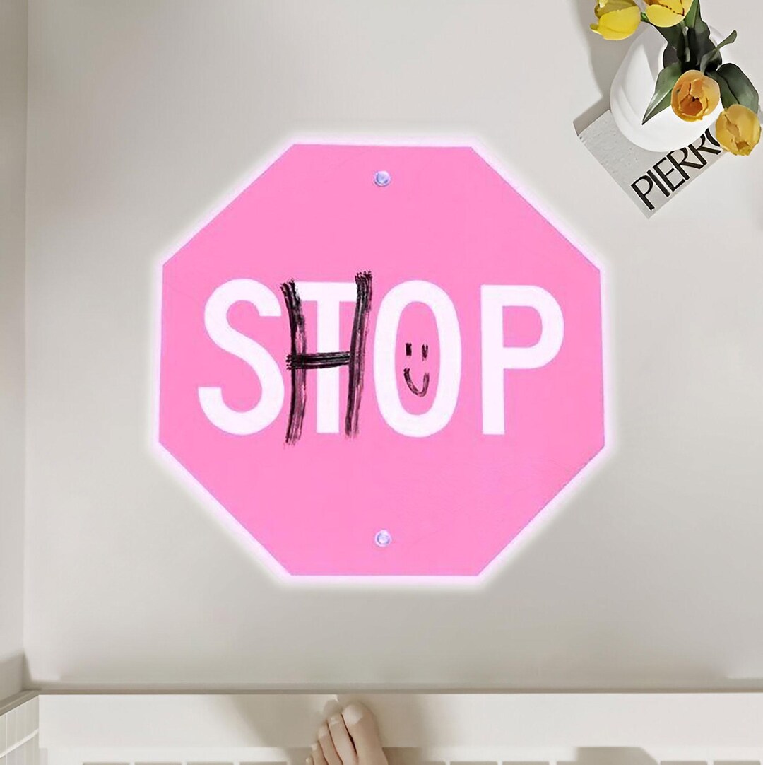 Pink Stop Sign Rug- Eye-catching Pink Stop Rug - Cute & Quirky! Pink ...