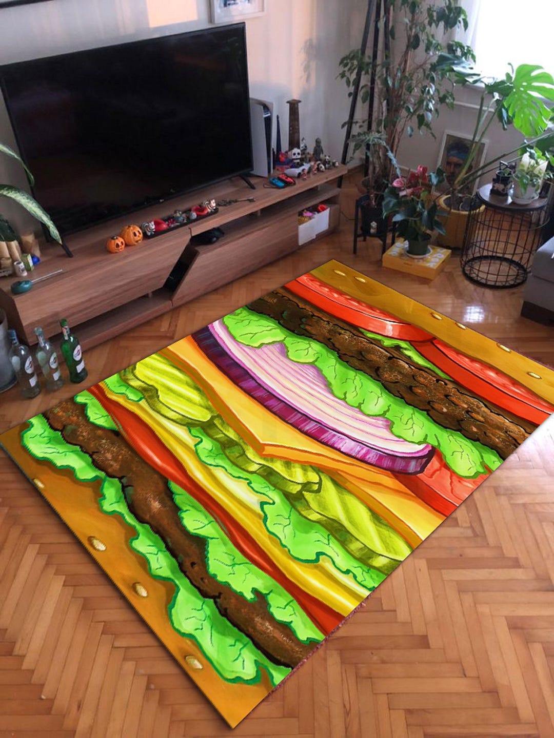 Junkfood Burger Lovers Rug Tasty Burger Rug Hamburger Fun Rug Colorful ...