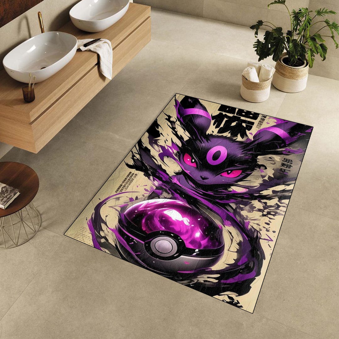 Anime Rug, Umbreon Rug, Gengar Rug, Polyester Floor Mat, Japanese Ink ...