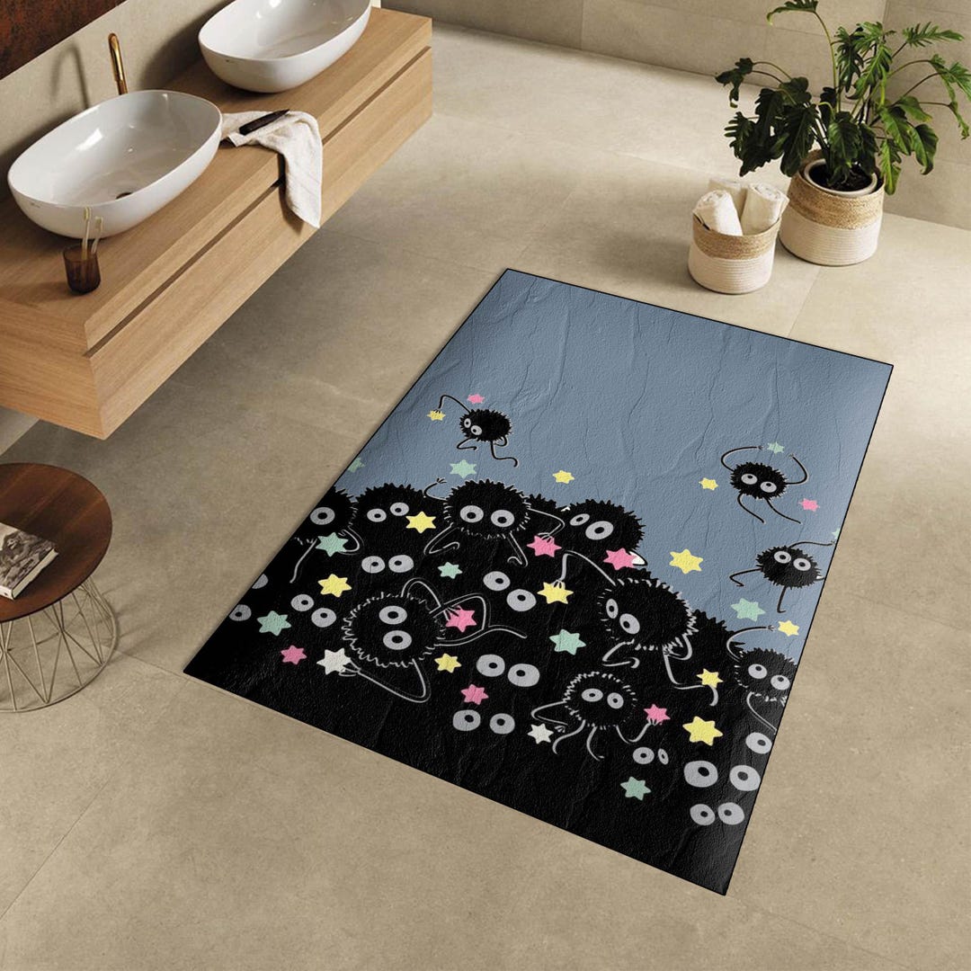 Soot Sprite Rug: Ghibli Inspired Polyester Cartoon Carpet - Etsy