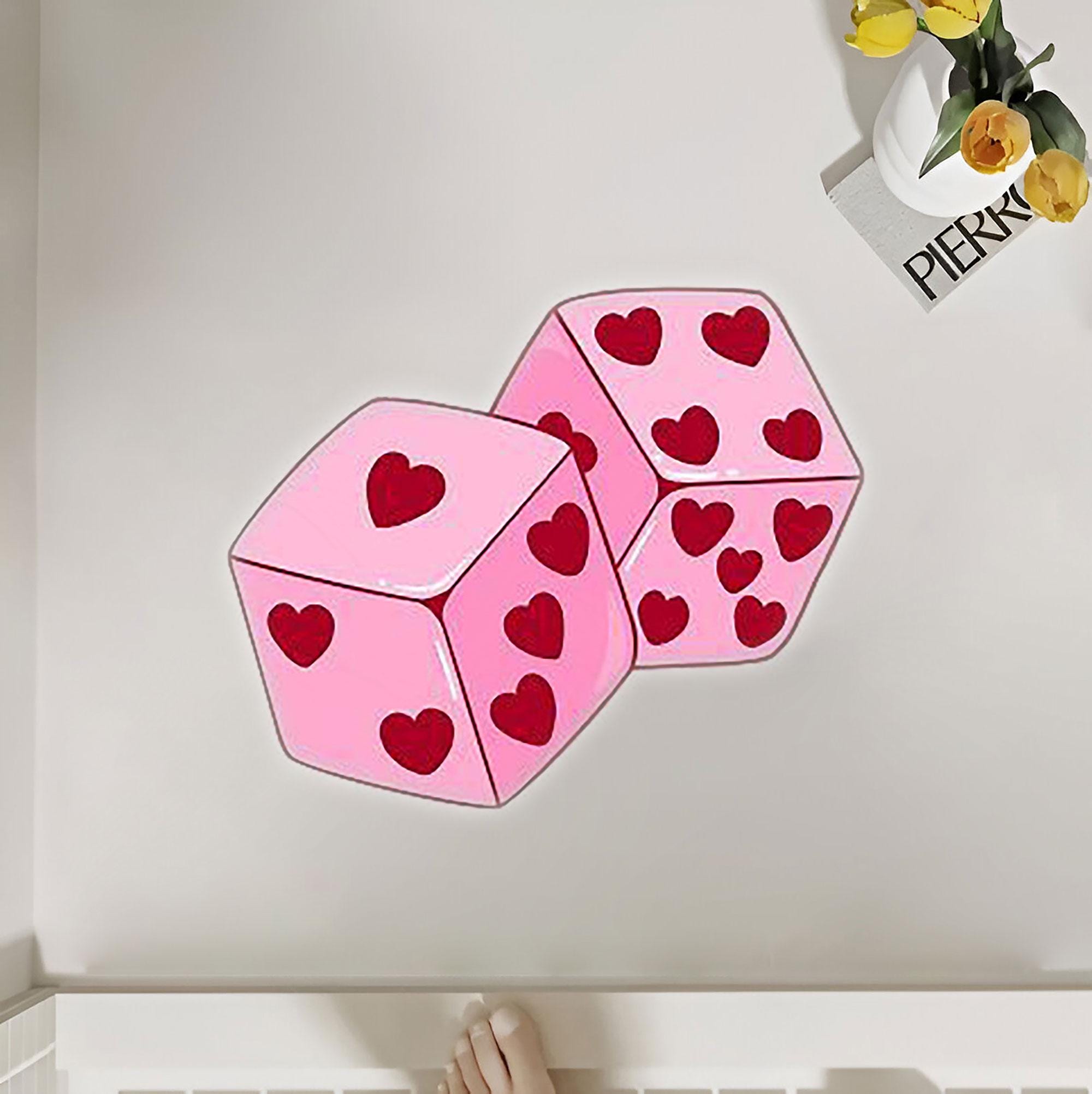 Lucky Dice Area Rug- Aesthetic Pink Dice Area Rug- Casino Dice Room Rug ...