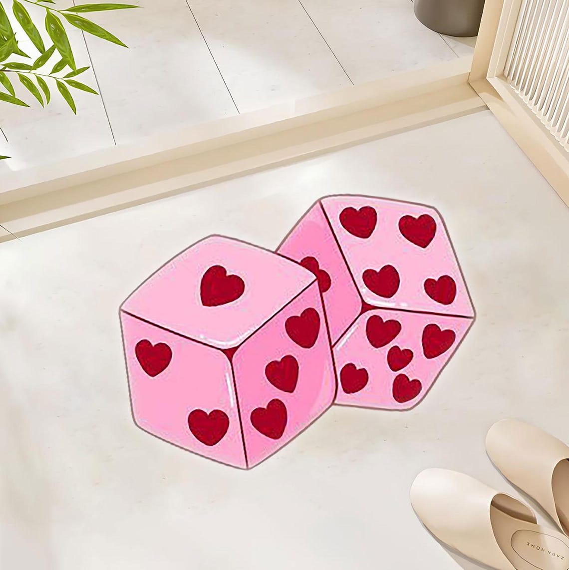 Lucky Dice Area Rug- Aesthetic Pink Dice Area Rug- Casino Dice Room Rug ...
