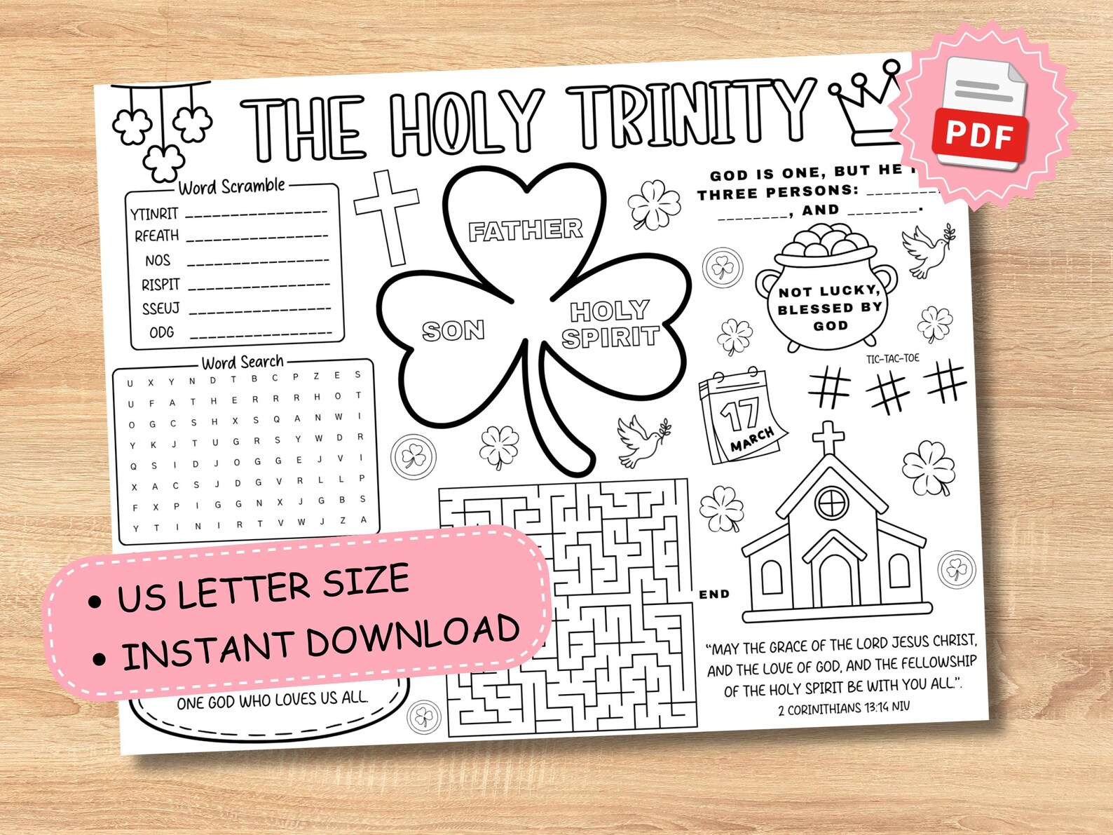 St Patrick’s Day Christian Bible Activity Sheet for Kids | Holy Trinity ...