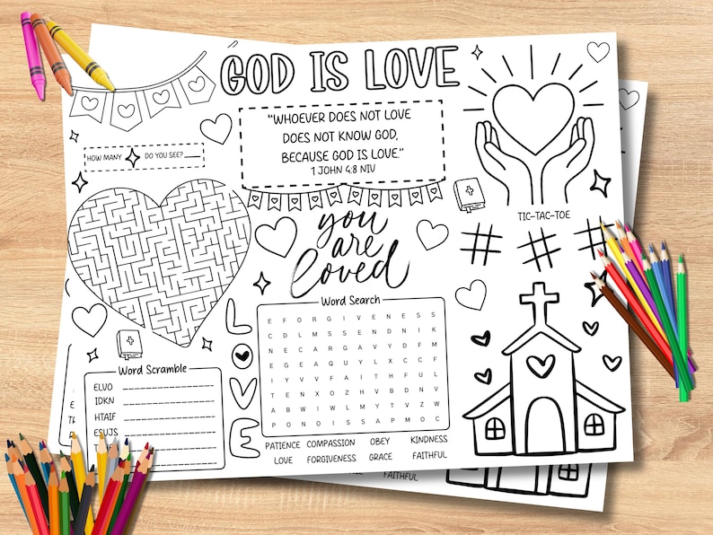 God is Love – Valentine’s Day Bible Activity Sheet for Kids | Christian ...