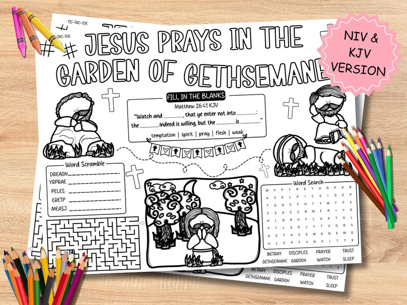 Jesus Prays in Gethsemane Bible Activity for Kids | Garden of ...