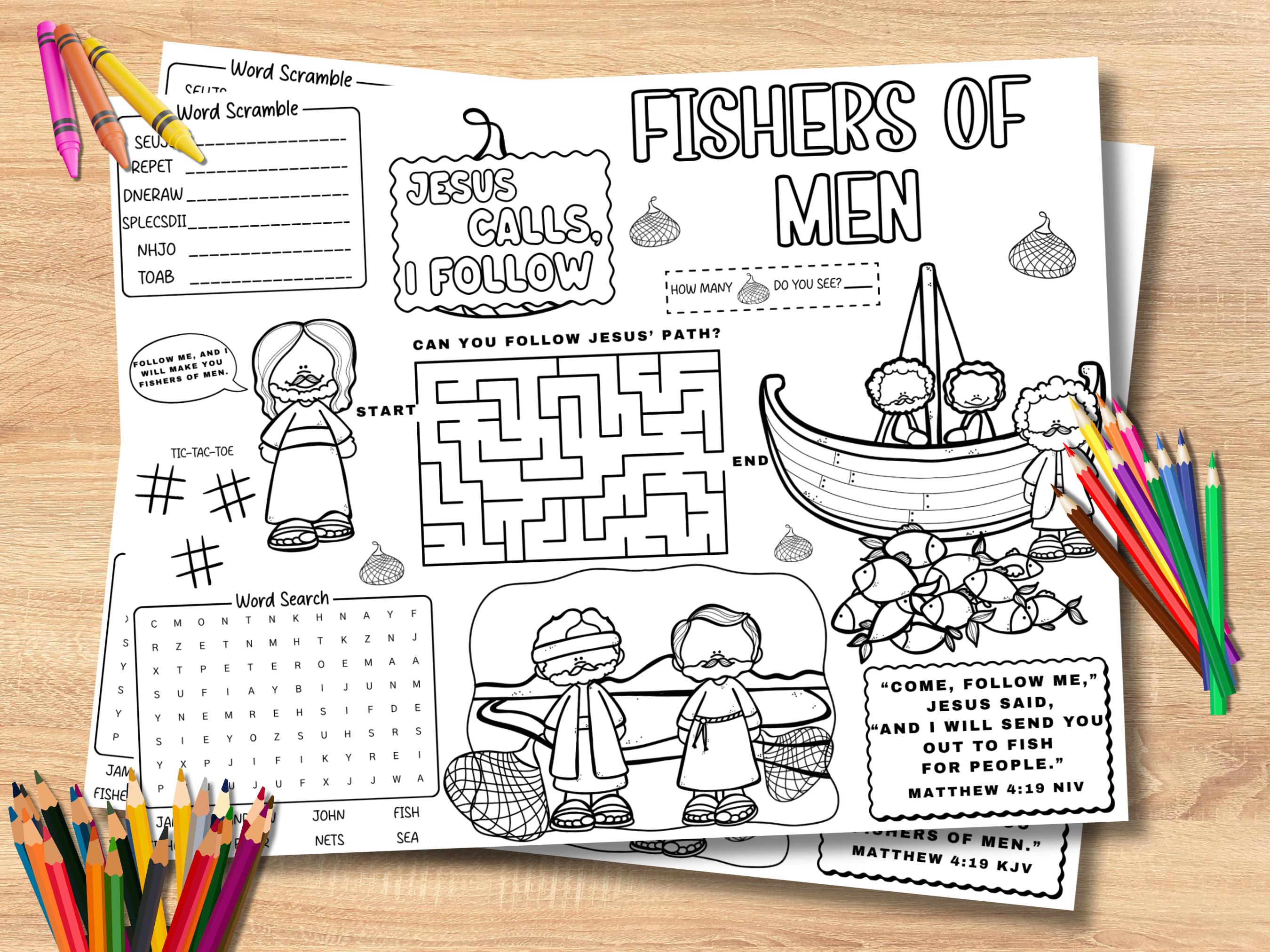 Fishers of Men Bible Activity for Kids | Jesus Calls Disciples ...