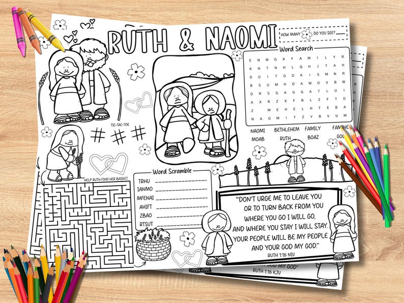 Ruth & Naomi Bible Story Activity Sheet | Sunday School Worksheet ...
