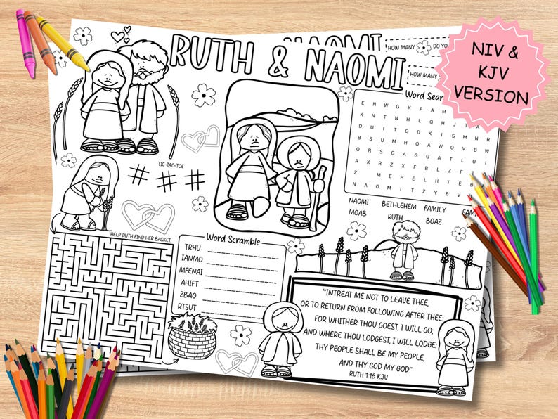 Ruth & Naomi Bible Story Activity Sheet | Sunday School Worksheet ...