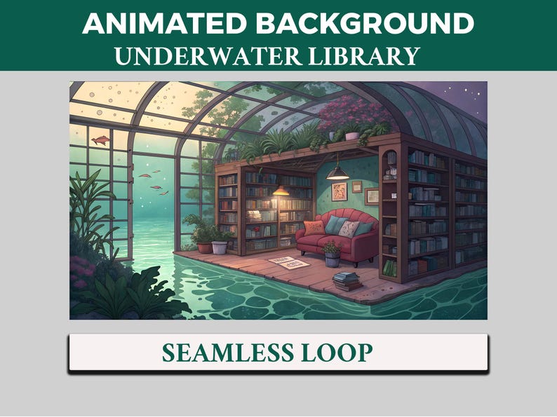 Underwater Aquatic Library Vtuber Background Animated, Greenhouse Study ...
