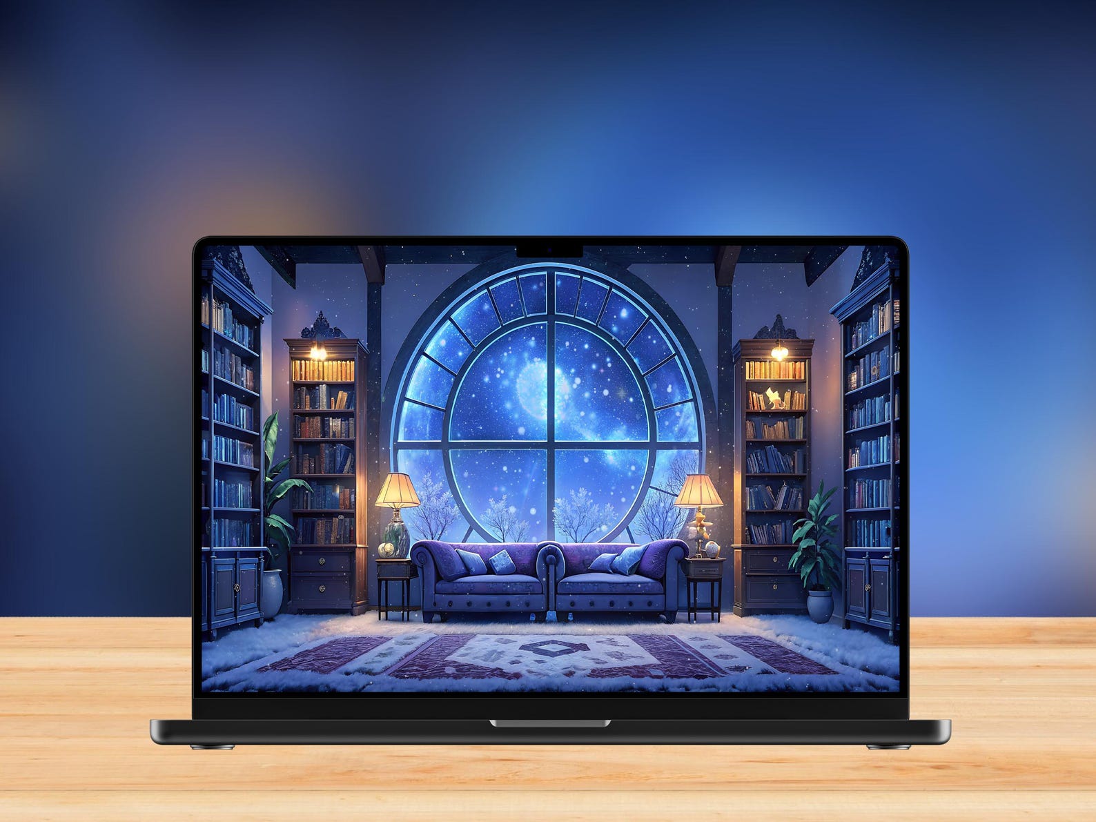 Magical Cozy Library Animated Virtual Background, Twitch Overlay ...