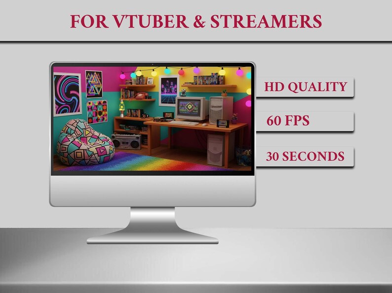 Retro Gaming Room Vtuber Background Animated, Old Style Arcade Twitch ...