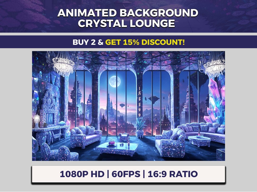 Lunar Crystal Palace Vtuber Background Animated, Mystic Night Lounge ...