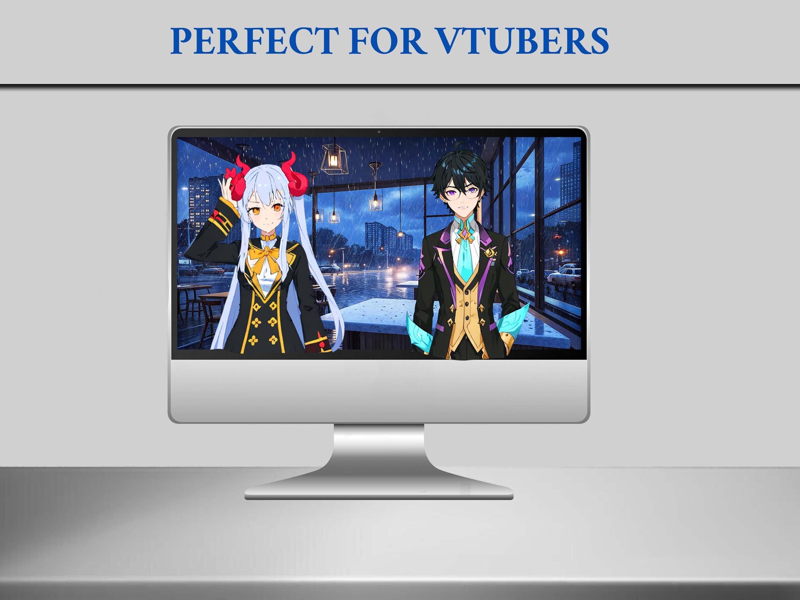 Rainy Cafe Vtuber Background Animated, Lofi Twitch Streaming Overlay ...