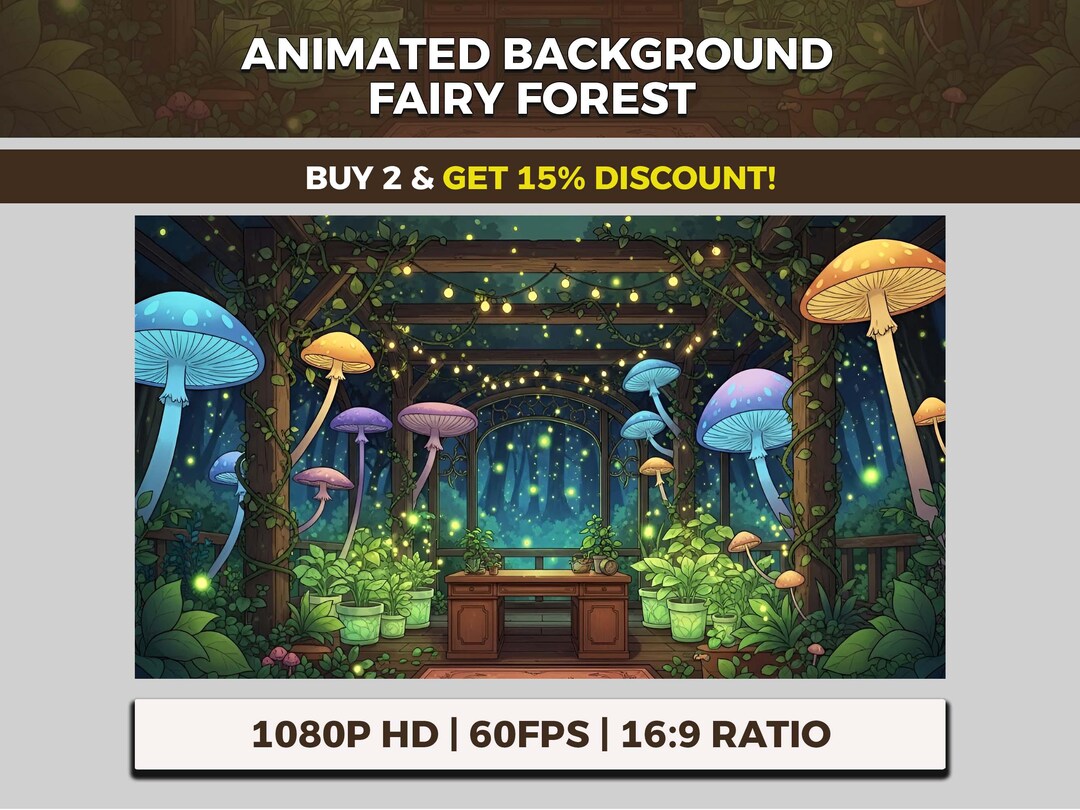 Magical Fairy Forest Vtuber Background Animated, Enchanted Night Bloom ...