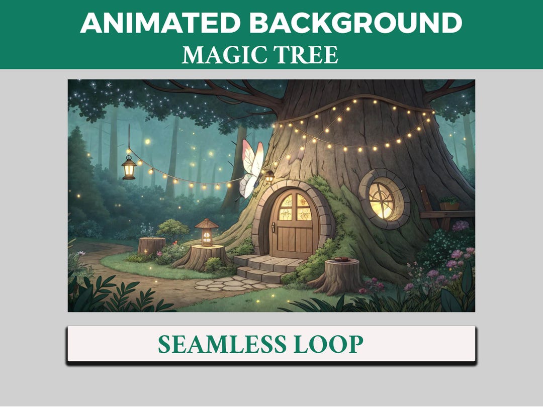 Enchanted Magic Tree Vtuber Background Animated, Lofi Twitch Streaming Overlay Scene, Forest 4k ...