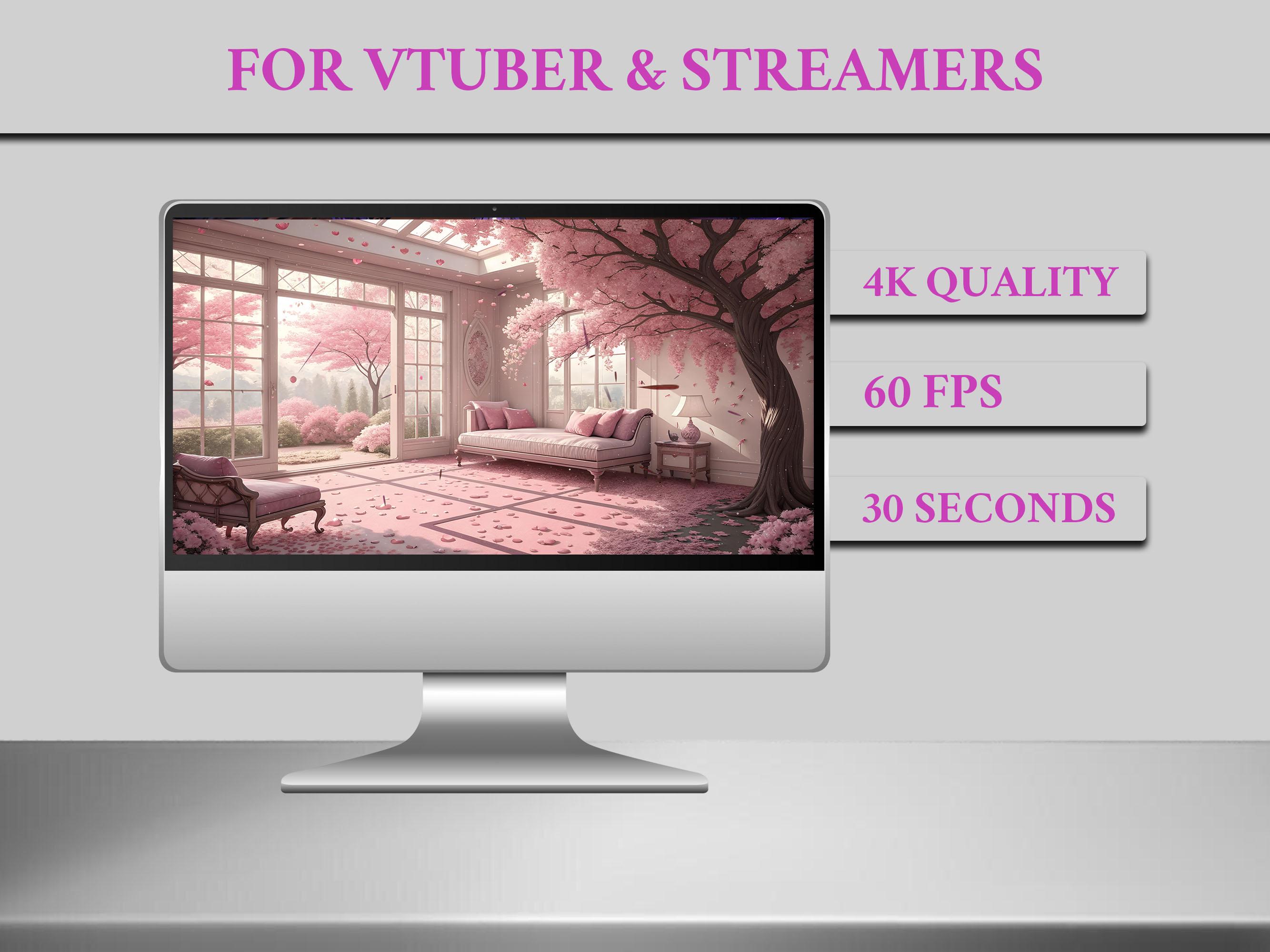 Pink Sakura Room Vtuber Background Animated, Cherry Blossom Twitch ...