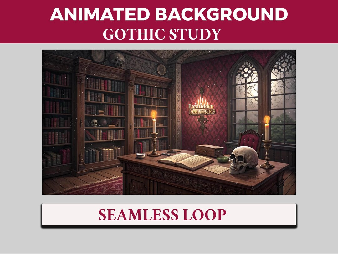 Gothic Study Vtuber Background Animated, Hidden Grimoires Lofi Twitch ...