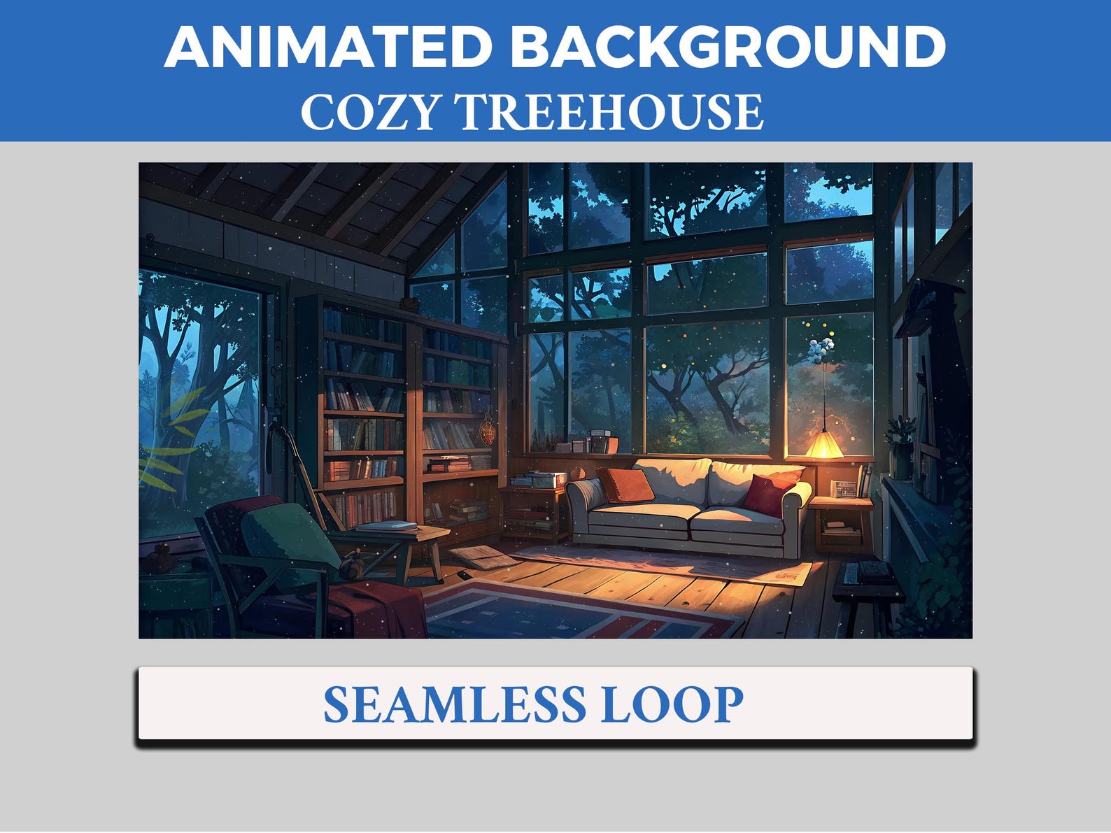 Cozy Treehouse Vtuber Background Animated, Lofi Twitch Streaming ...