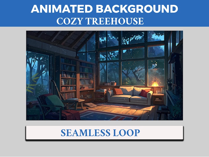 Cozy Treehouse Vtuber Background Animated, Lofi Twitch Streaming ...