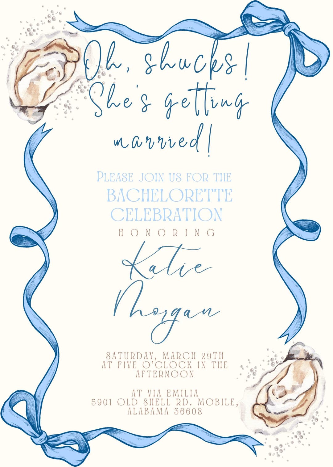 Oh Shucks She's Getting Married Bachelorette Party Invitation - Etsy