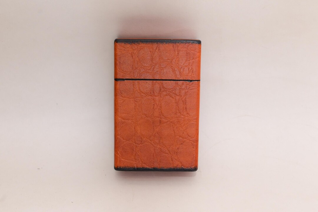 Genuine Leather Cigarette Holder | Brown Crocodile Texture Flip Box ...