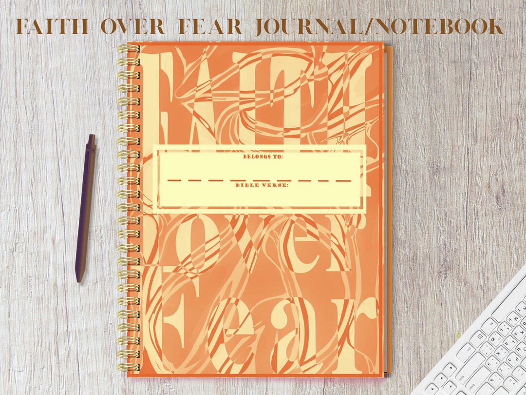 Orange "faith Over Fear" Christian Journal| Catholic Scripture Study ...