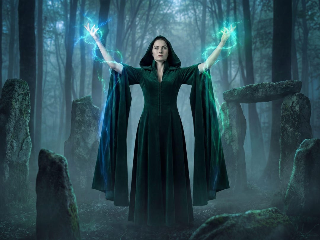 Emerald Green Velvet Hooded Cloak, Medieval Full Length Fantasy Cape ...